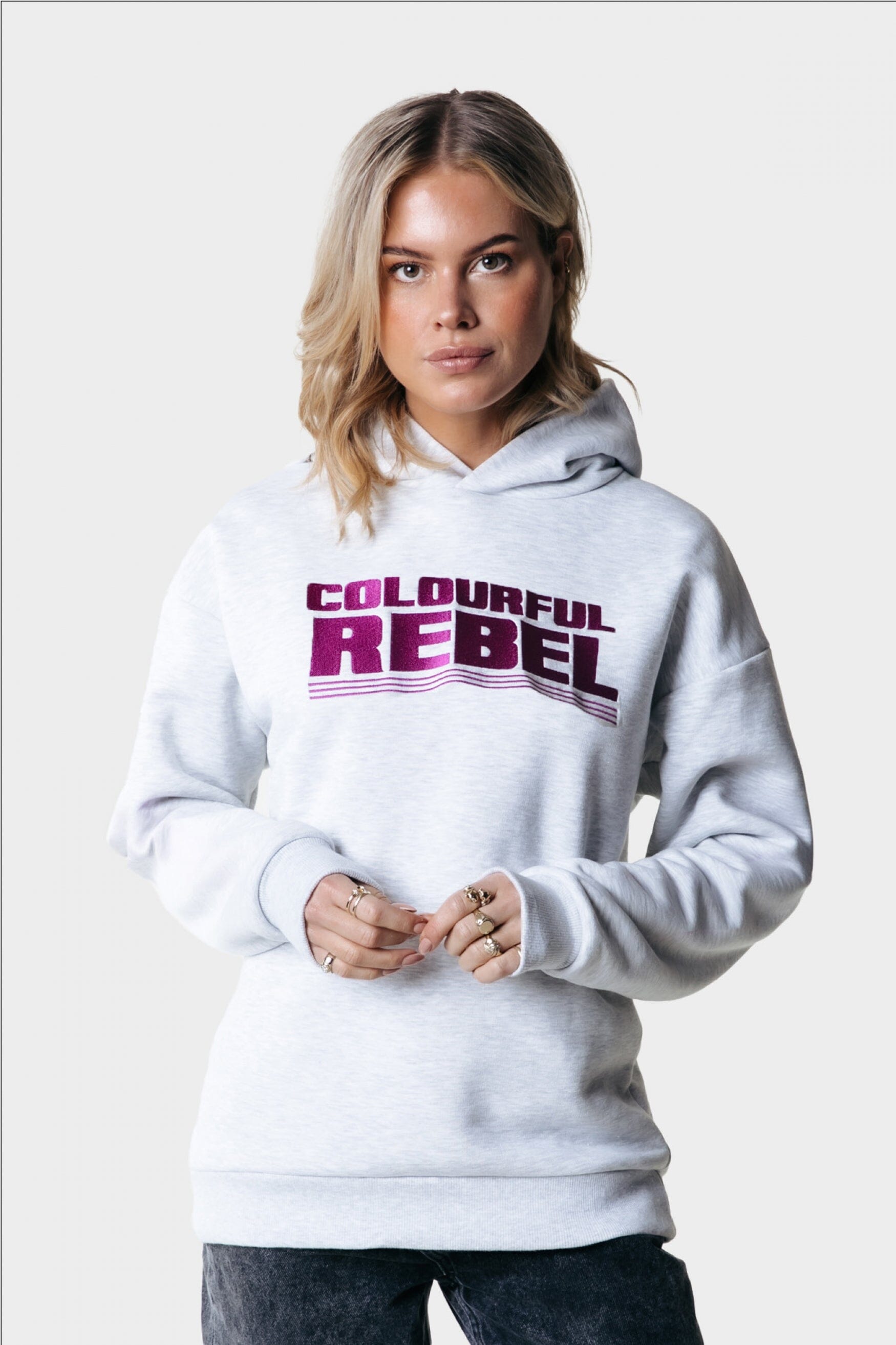 Bold Embro Logo Hoodie | Light gray blend – Colourful Rebel